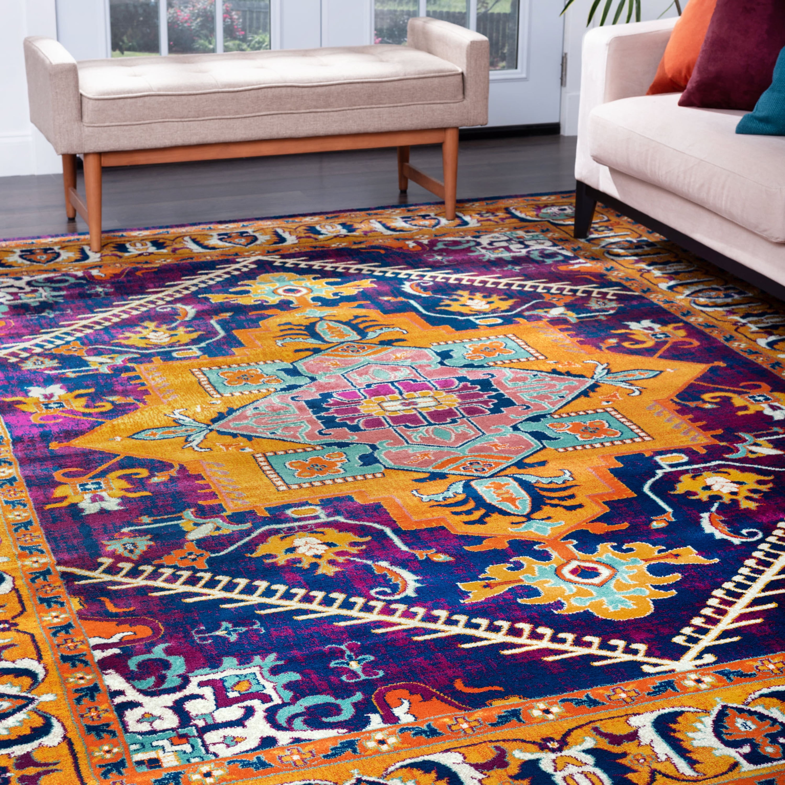 5x8 Area Rug - Gold & Purple Oriental Design - Walmart.com