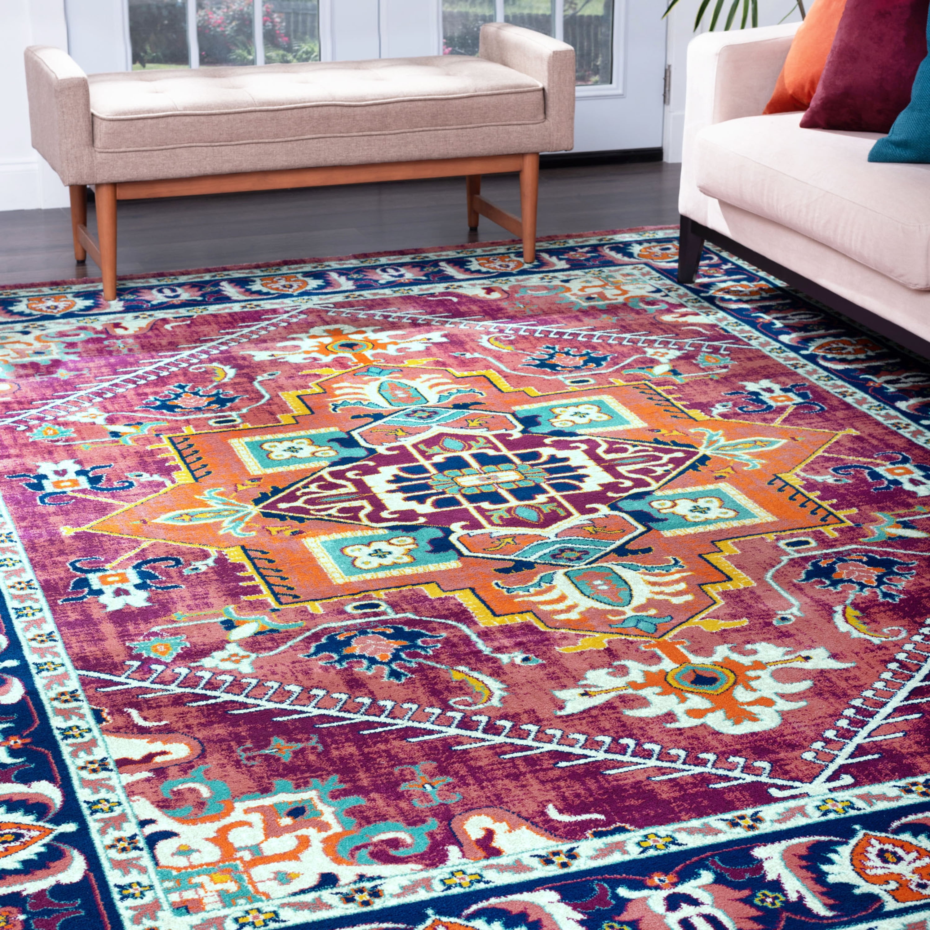 Free Shipping! Bliss Rugs 5x8 Bohemian Eclectic Area Rug Purple Orange ...