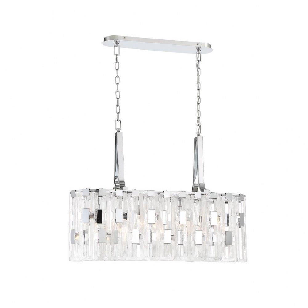 Transitional 7-Light Oval Chandelier with Clear Glass Oval Design 28.75 ...