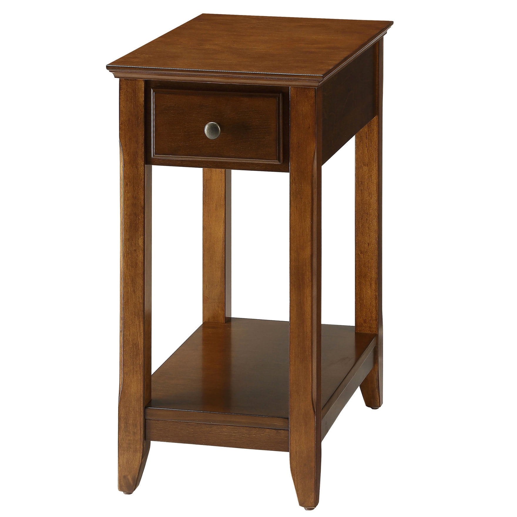 Transitional Accent - Wood Walnut Table with Drawer and Shelf in Living ...