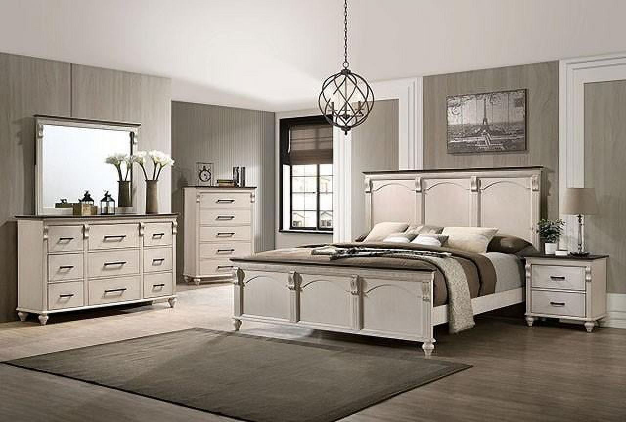 Transitional Antique White Solid Wood King Bedroom Set 3pcs Foa Cm7182 Agathon