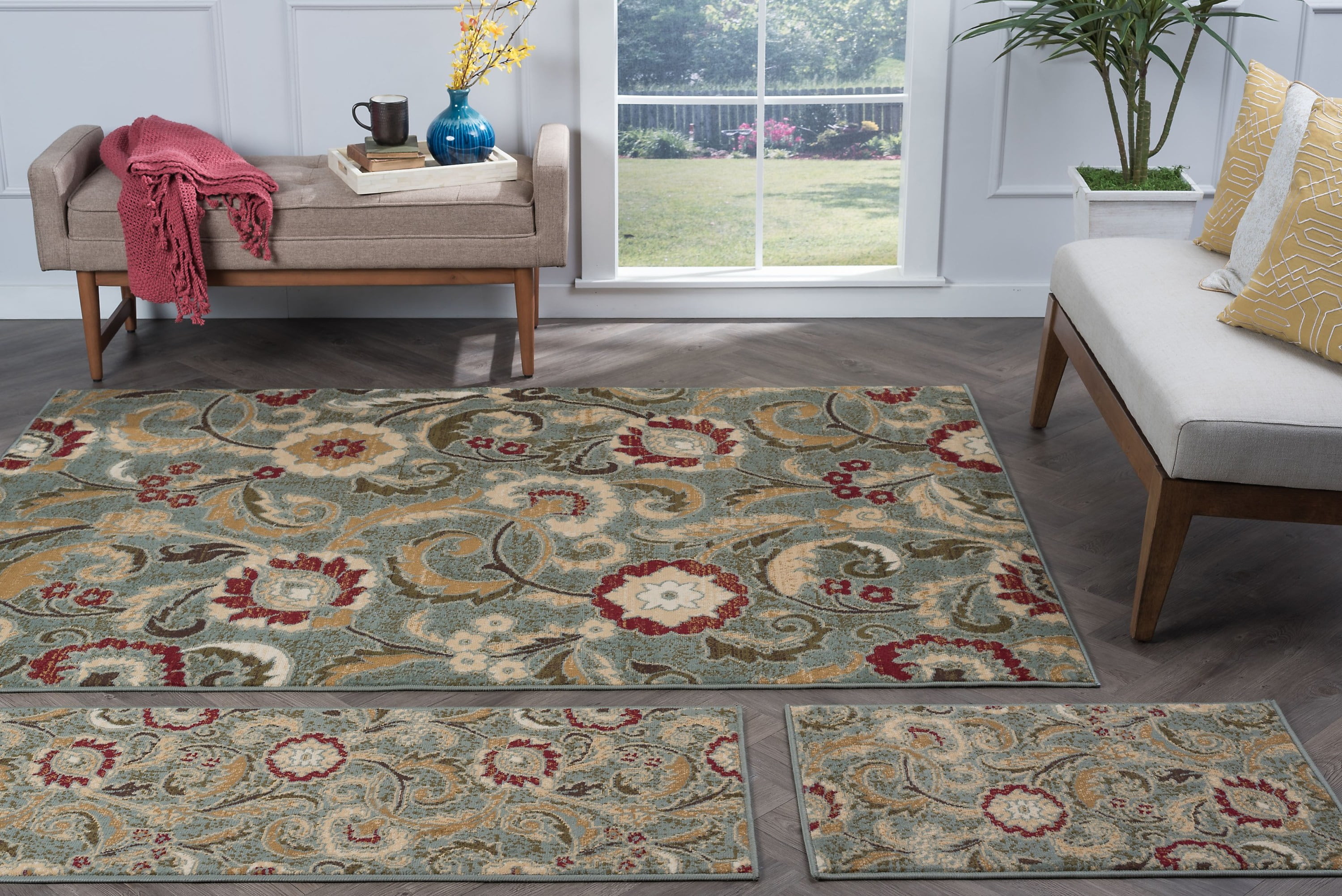 Transitional Area Rug (3-Piece Rug Set: (5' x 7', 20'' x 60'', 20'' x ...