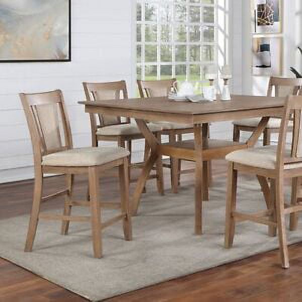 Transitional Beige Natural Tone 7pc Set Dining Room Counter Height ...