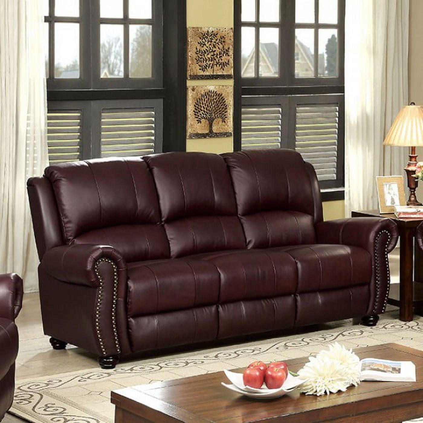 Transitional Bun Feet Sofa Burgundy