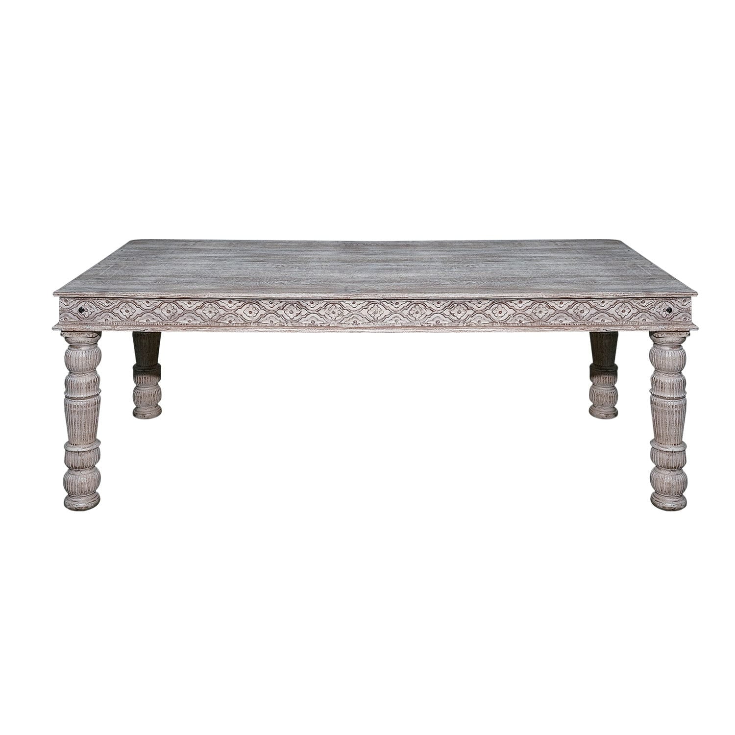 Transitional Carved Solid Wood 31 Inch Tall 6-Seater Dining Table ...