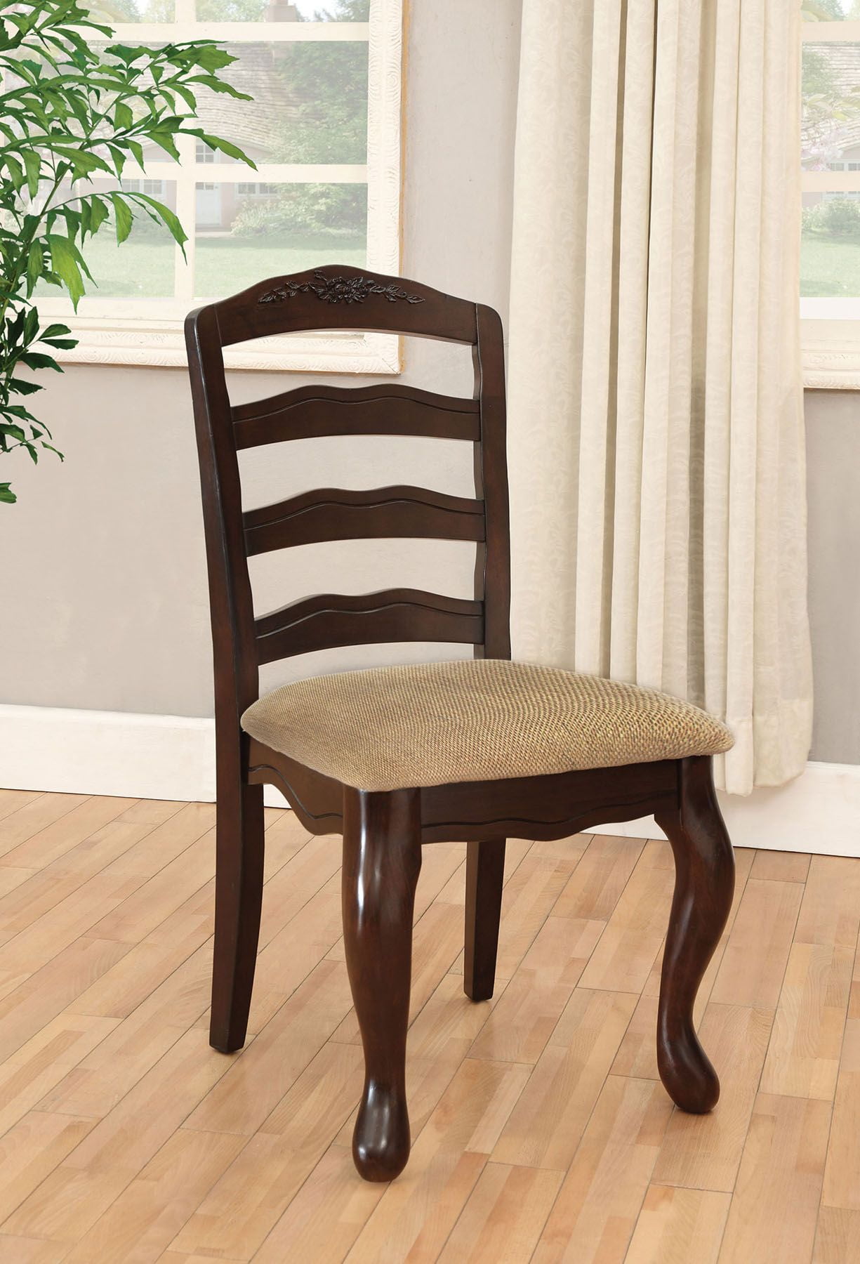 Transitional Contemporary Dark Walnut Finish Set of 2pc Dining Chairs ...