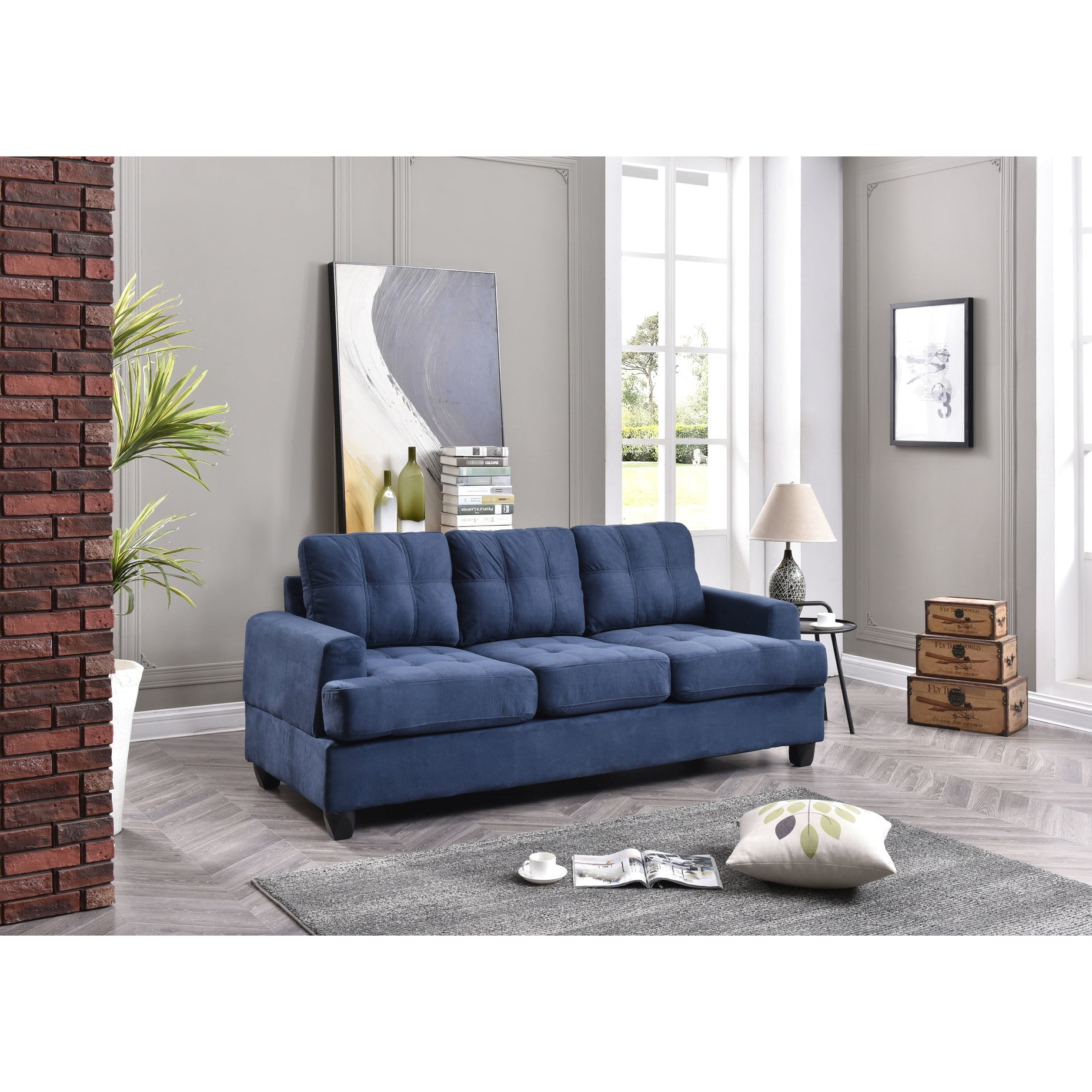 Transitional Design Sofa with Soft Micro Suede and Removable Backs ...