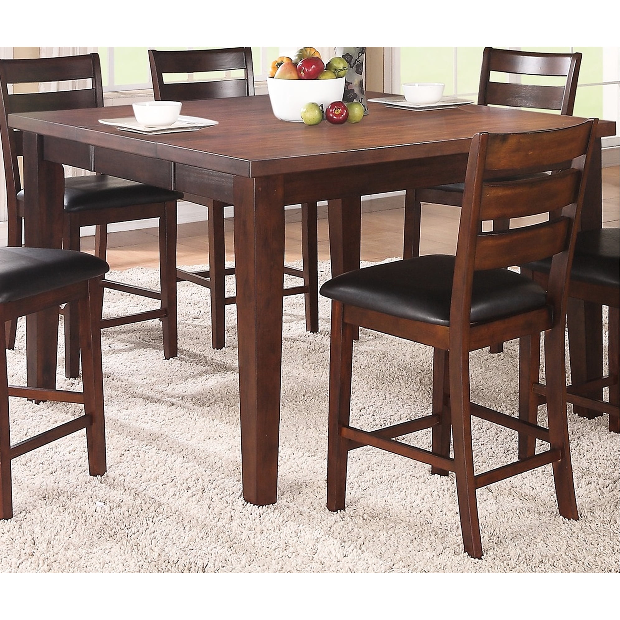 Transitional Dining Table, Counter Height W Expandable Leaf, Antique ...