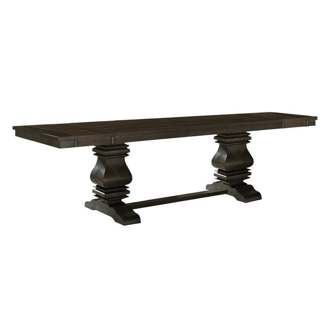 Transitional Large Rectangular Dining Table, Double Pedestal Base with ...