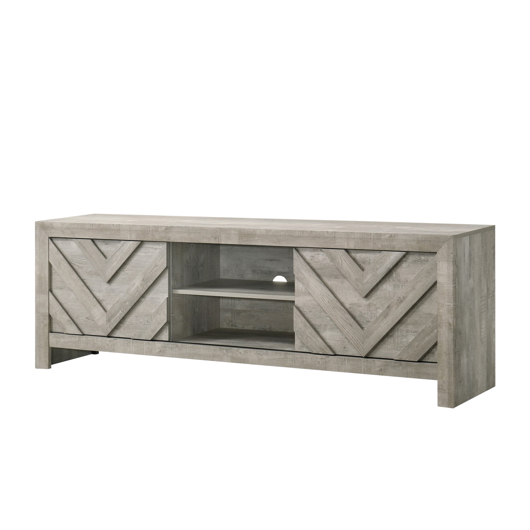 Transitional Gray TV Stand | Sliding Doors for Storage and Protection ...