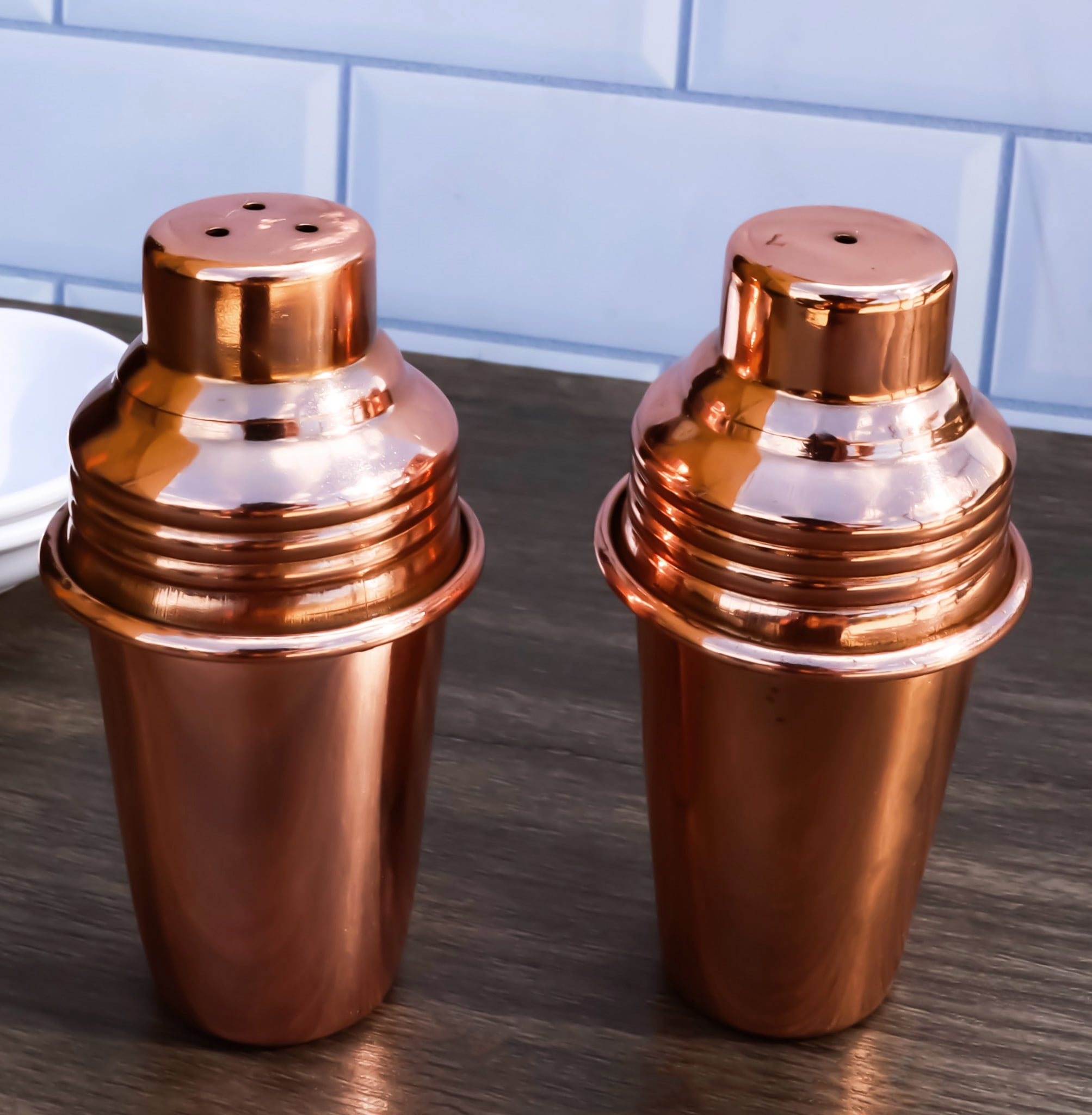 Transitional Modern Chic Style Stainless Steel Copper Finish Salt ...