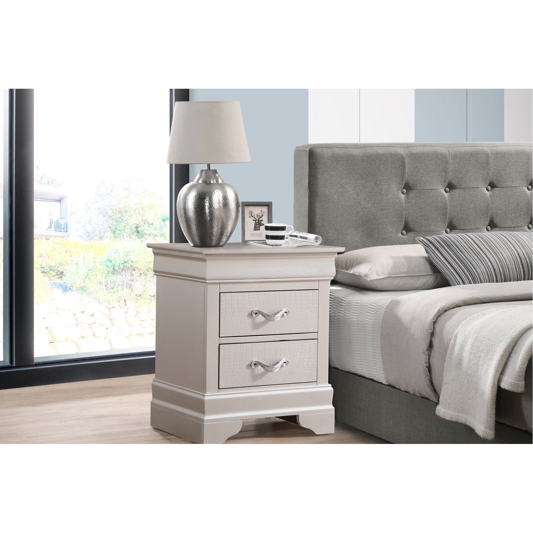Transitional Nightstand | Two - drawer storage for modern and classic ...