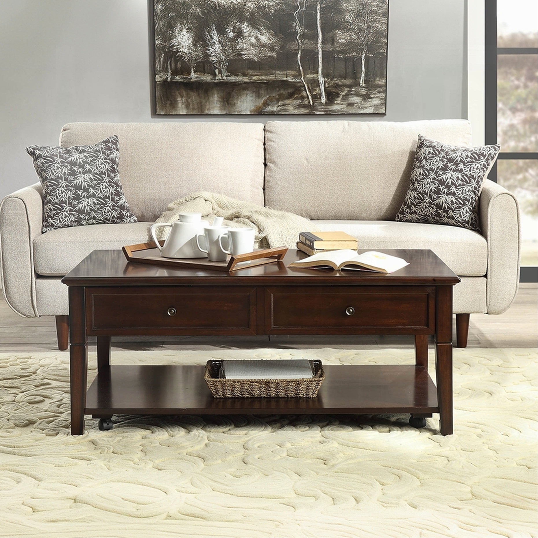 Transitional Rectangular Poplar Table | Lift Top to Hide Blankets ...