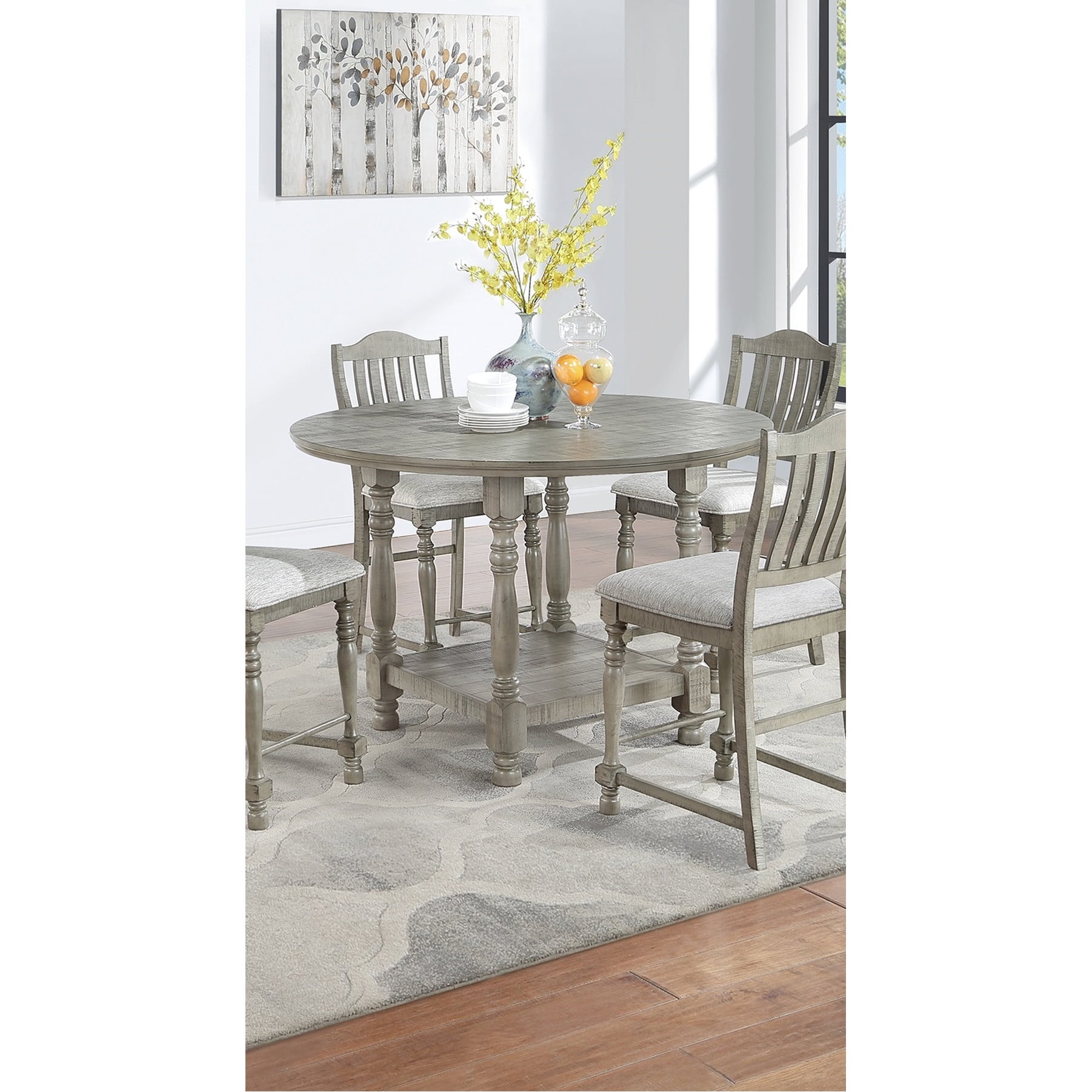 Transitional Round Dining Table | Apt for Dining Room Use | Acacia and ...