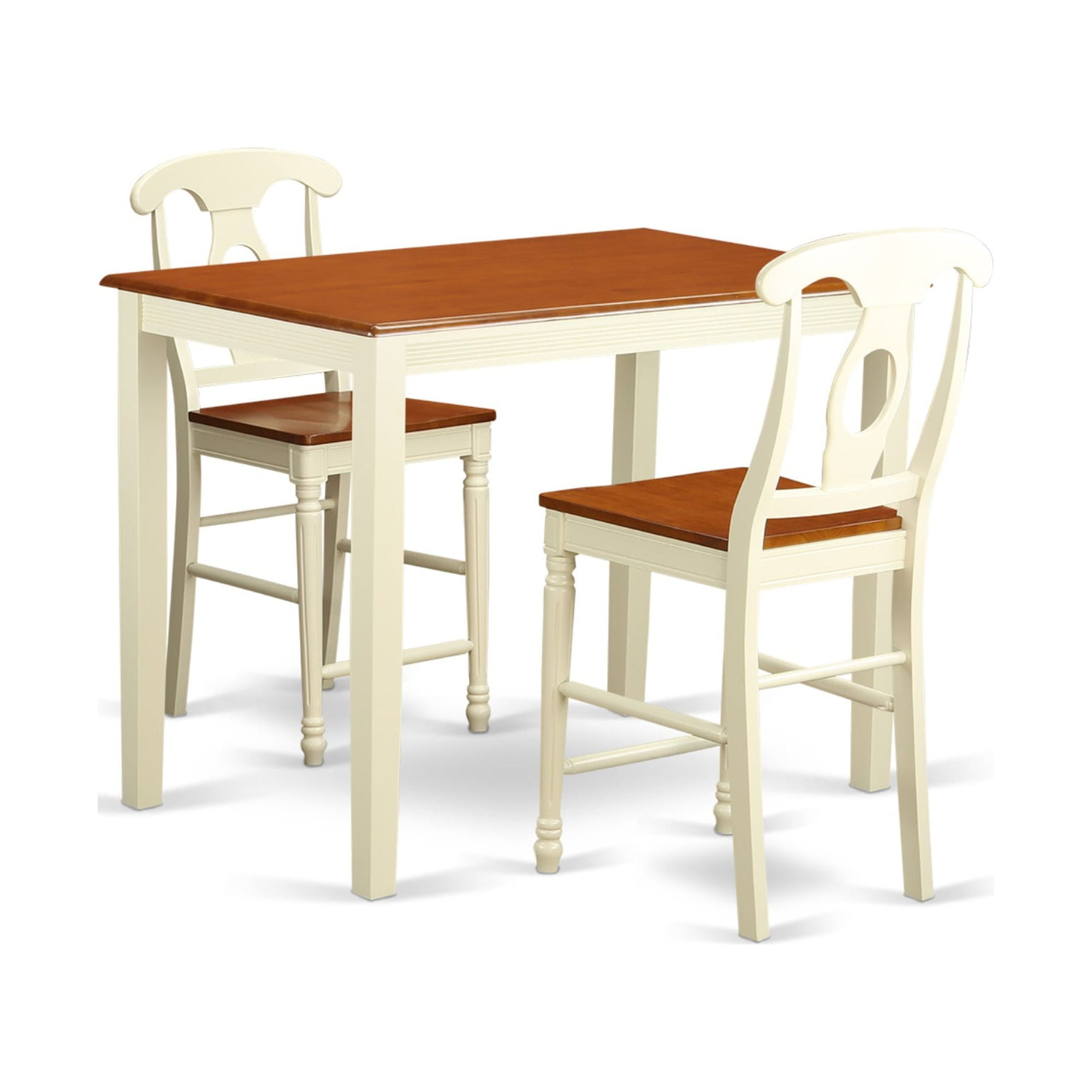 Transitional Style 3-Piece Table and Chairs Set in Buttermilk & Cherry ...