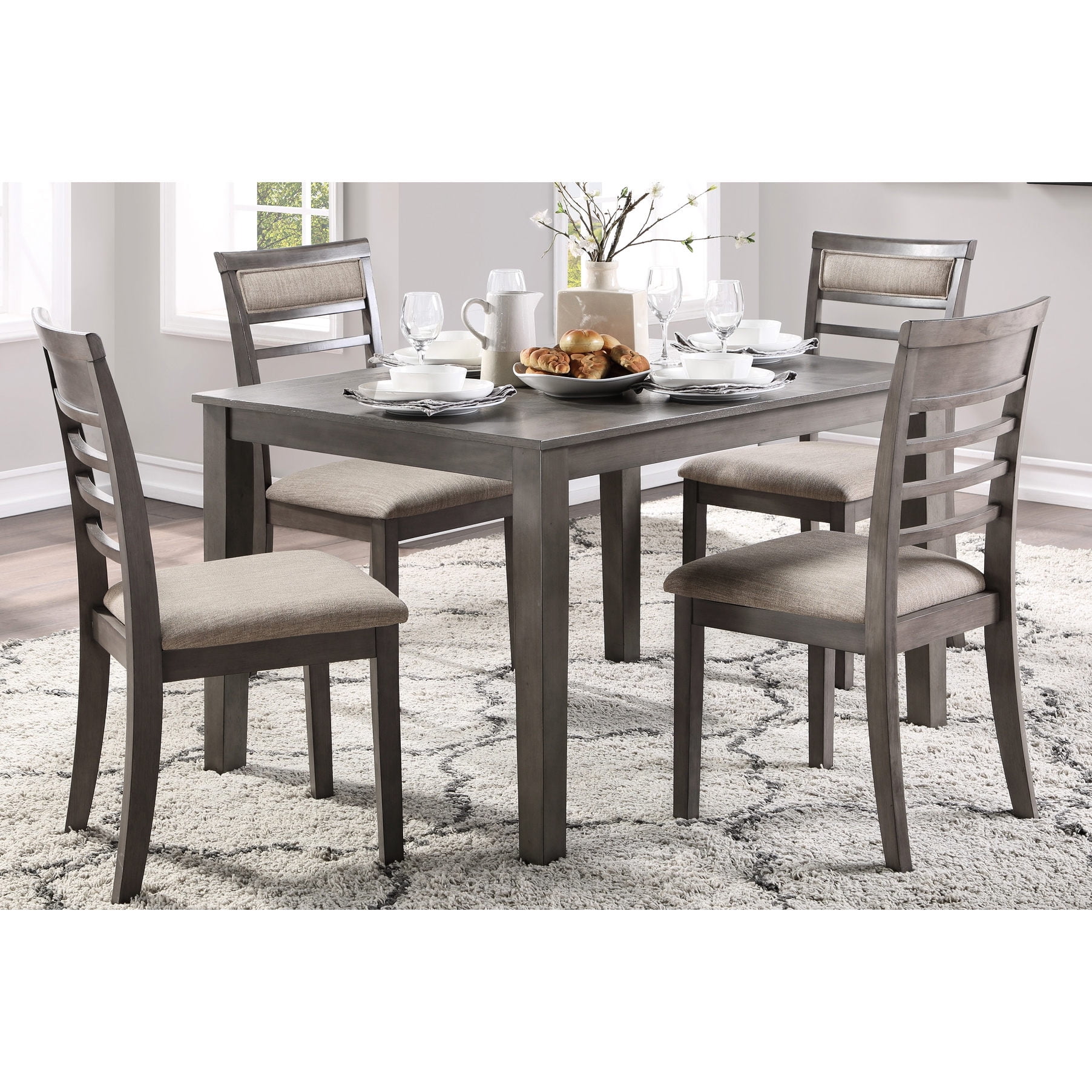 Transitional Style 5pc Gray Dining Set / Seats 4 in Casual Dining ...