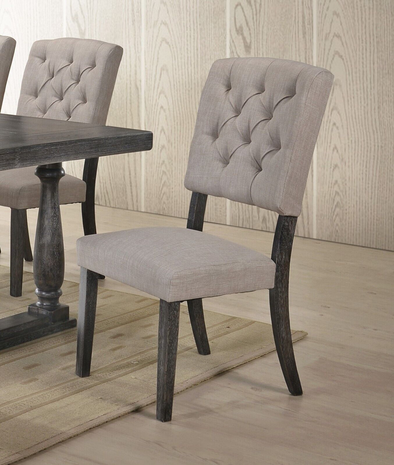 Transitional Style Armless Side Chairs Set of 4 Upholstered Seat Tufted ...