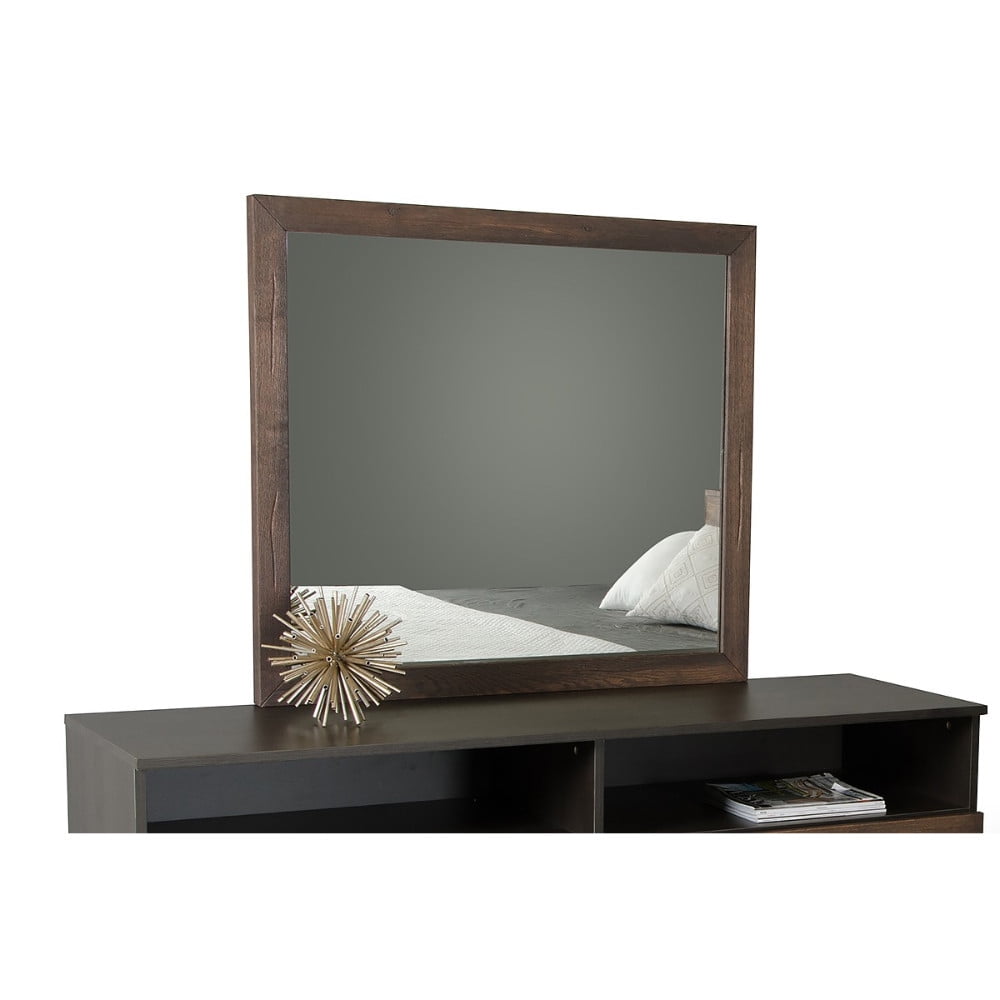 Transitional Style Mirror with Wooden Framing, Oak Brown - Walmart.com