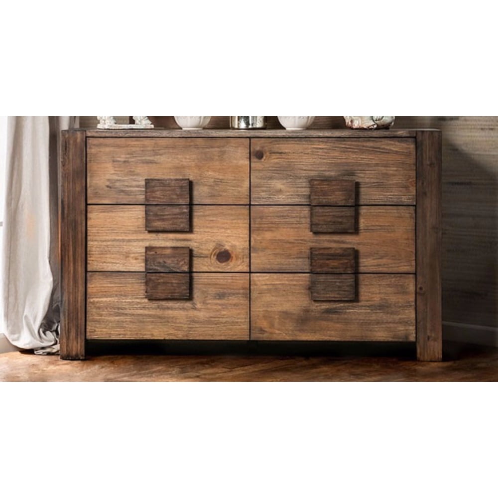 Transitional Style Poised Wooden Dresser, Rustic Natural Brown ...