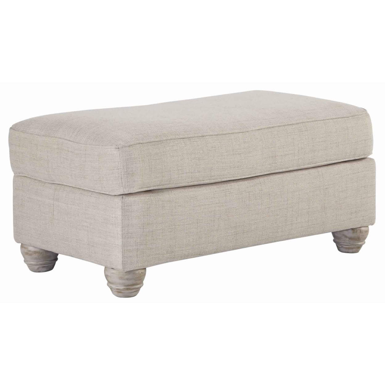 Transitional Style Polyester Upholstered Ottoman with Turned Legs Beige ...