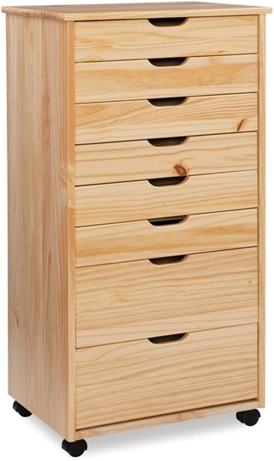 Transitional Wood Storage Cart w/Casters in Natural - Walmart.com
