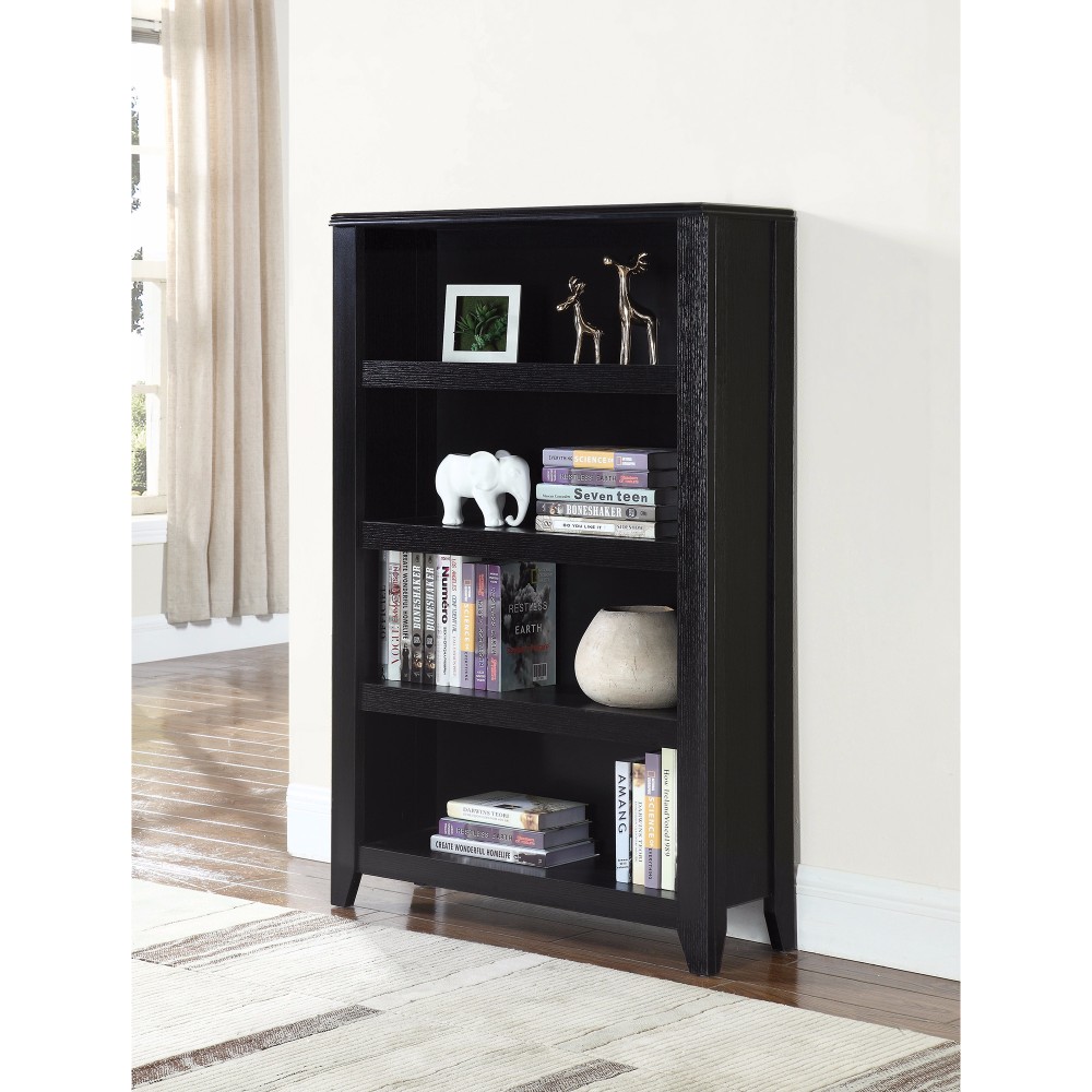 Benzara Transitional Wooden Bookcase With 4 Shelves, Black - Walmart.com