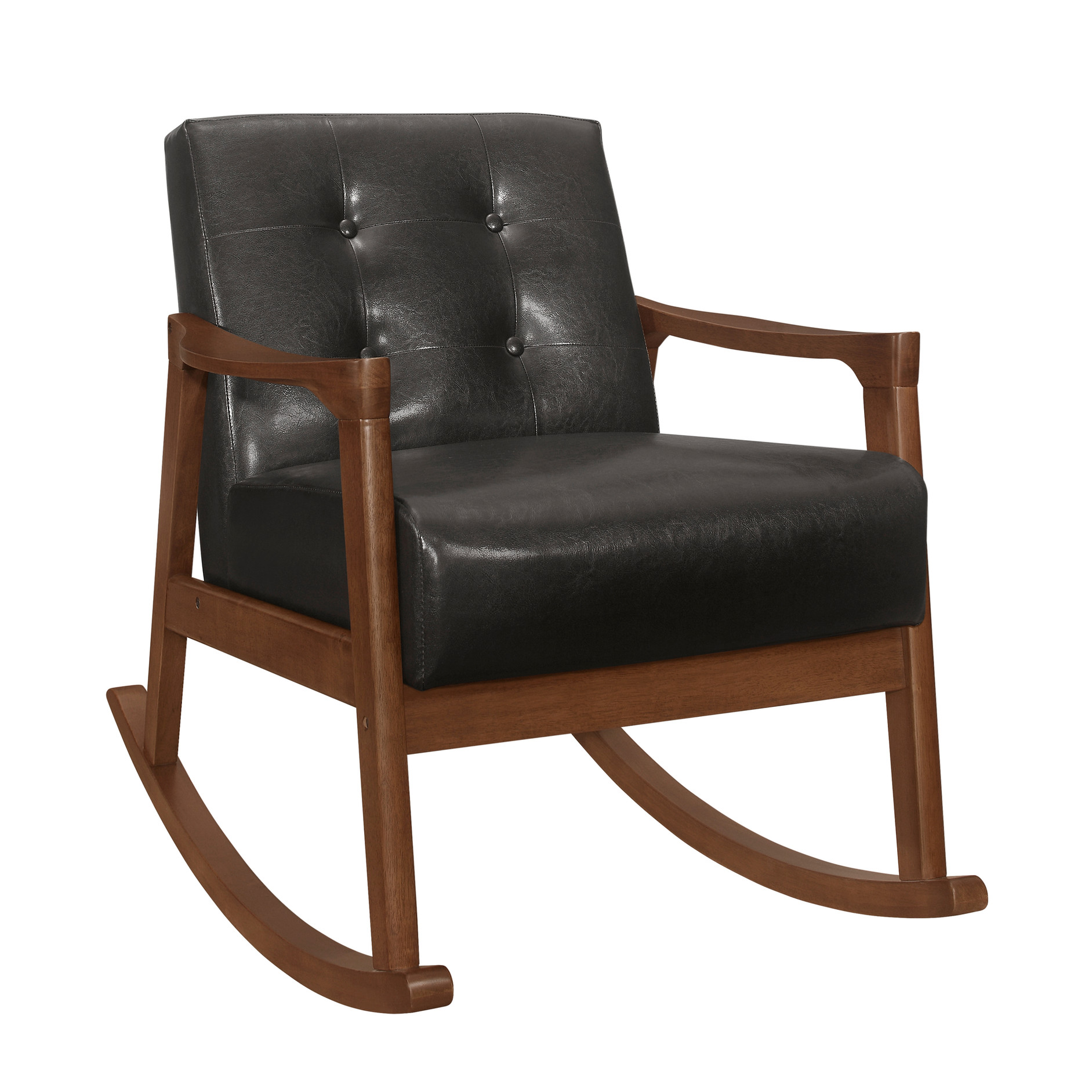 Transitional style rocking chair in dark brown faux leather for primary ...