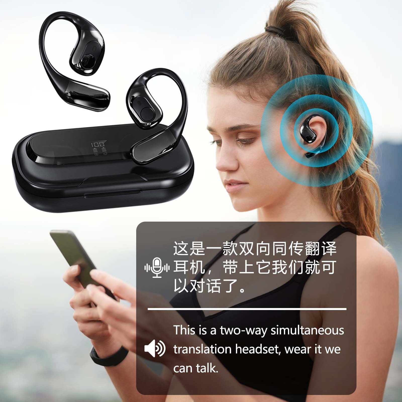 Translation Earbuds Real Time T23 5.4 Bluetooth Headphones 142 Language Translator Earbuds Two ...