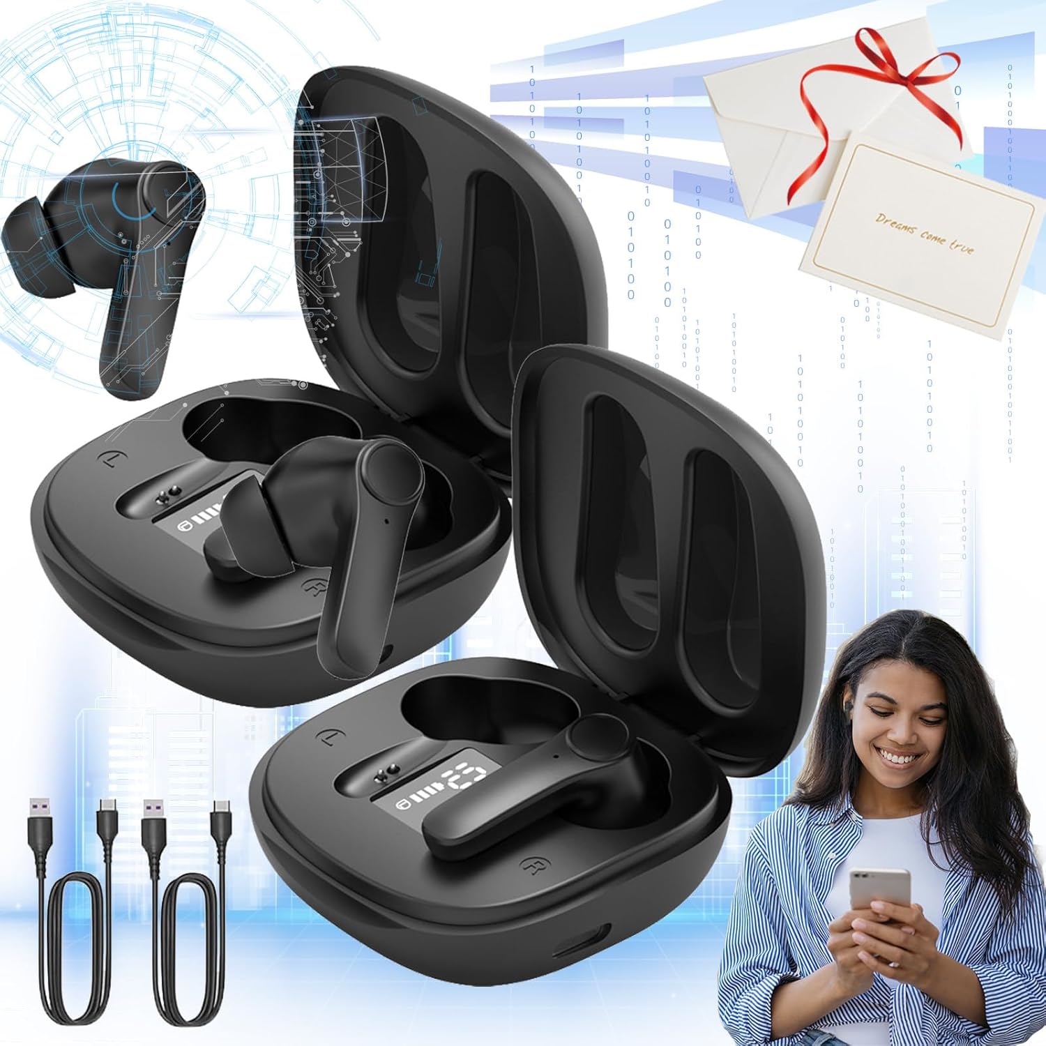 Translator Pods, Translation Earbuds Real Time, 144 Language Translator ...