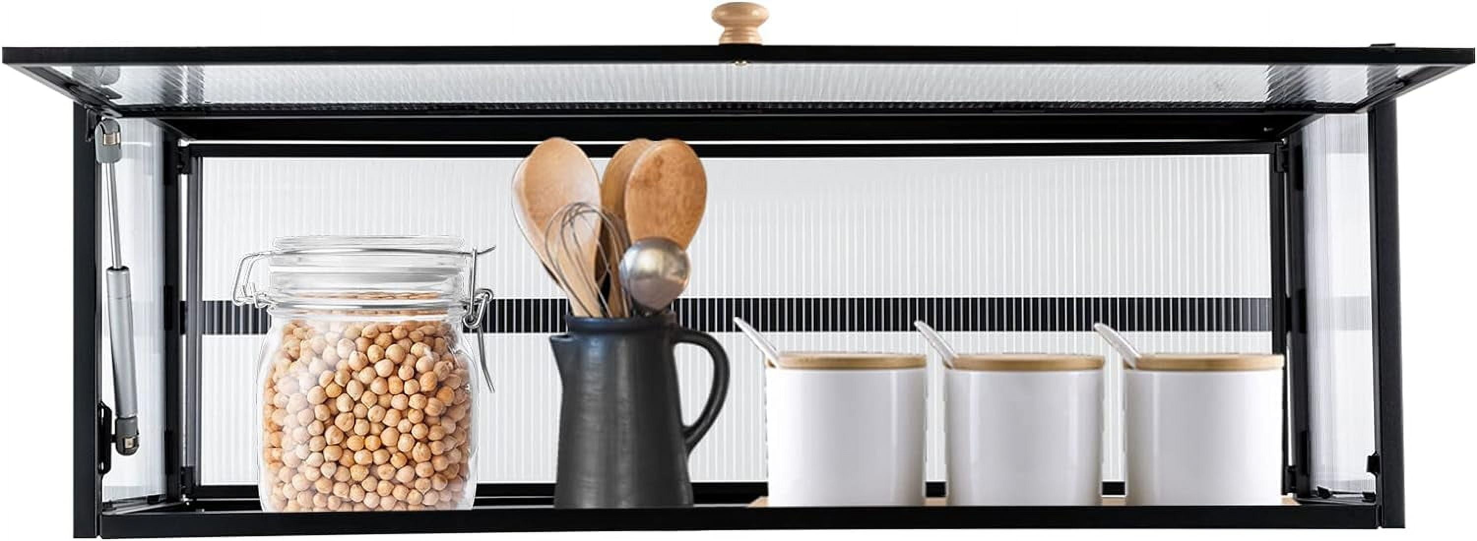 Translucence Kitchen Wall Cabinet with Flip-Up Door, 33.5" Carbon Steel ...