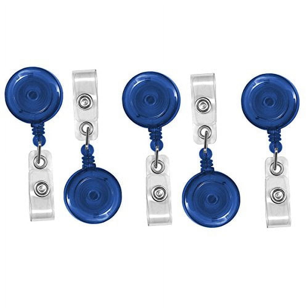 Translucent Blue Retractable ID Badge Reels with Belt Clip - 5 Pack by ...