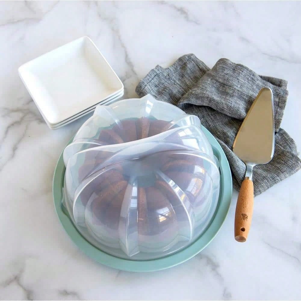 Translucent Bundt Cake Keeper - BPA-Free Glass Round Cake Pan with ...