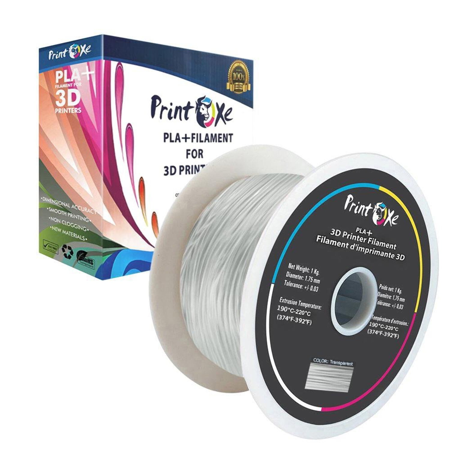 Translucent Clear 3D PLA+ / Pro PLA Filament 1 Kg Net on Spool ...
