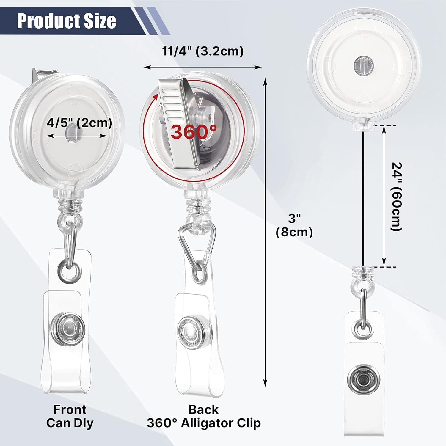 Translucent Clear Retractable Badge Reels Round ID Badge Holders ...