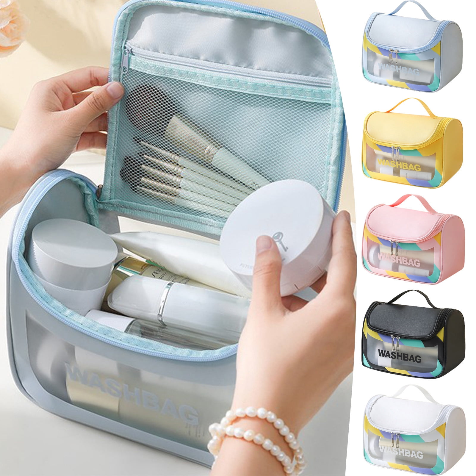 Translucent Cosmetic Bag Set | Frosted PVC Travel Toiletry Organizer ...