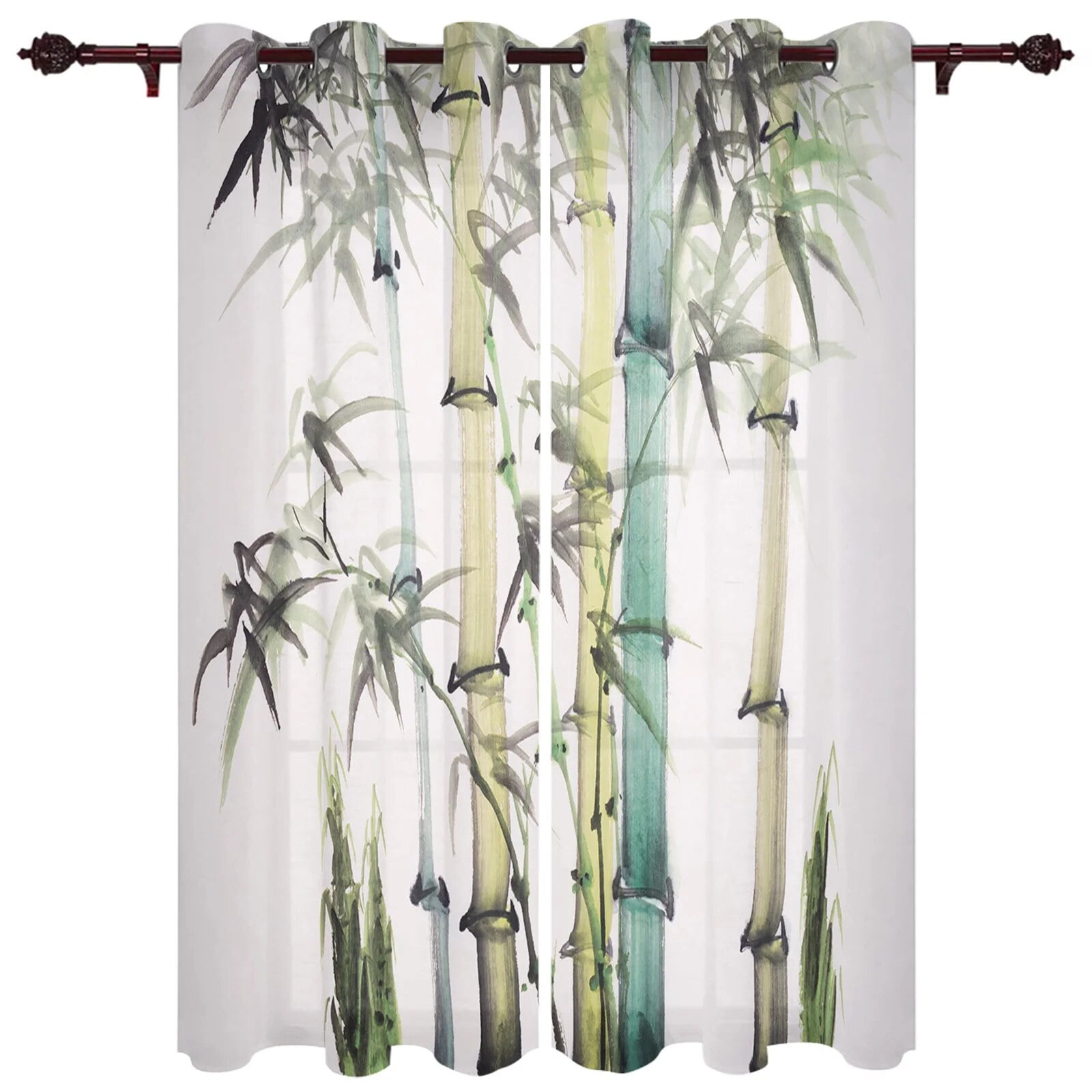 Translucent Exquisite Window Curtains Chinese Painting Bamboo Curtains ...