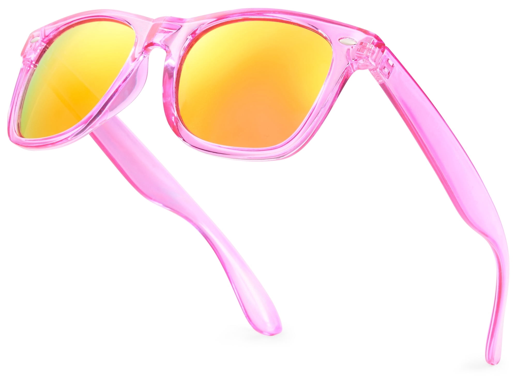 Translucent Frame Colorful Neon 80s Sunglasses for Men Women Reflective ...