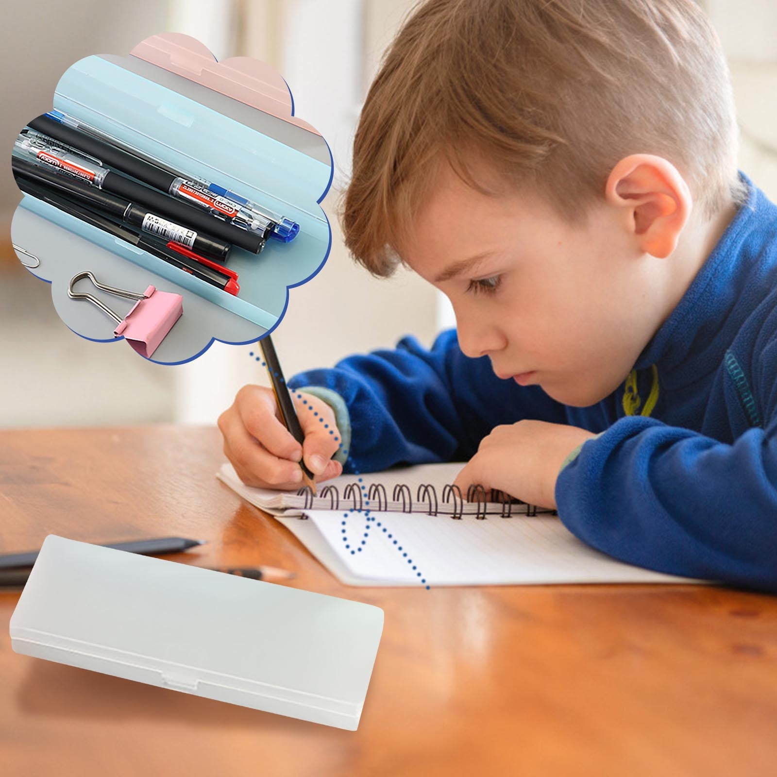 Translucent Frosted Stationery Box Student Plastic Pencil Box Storage ...