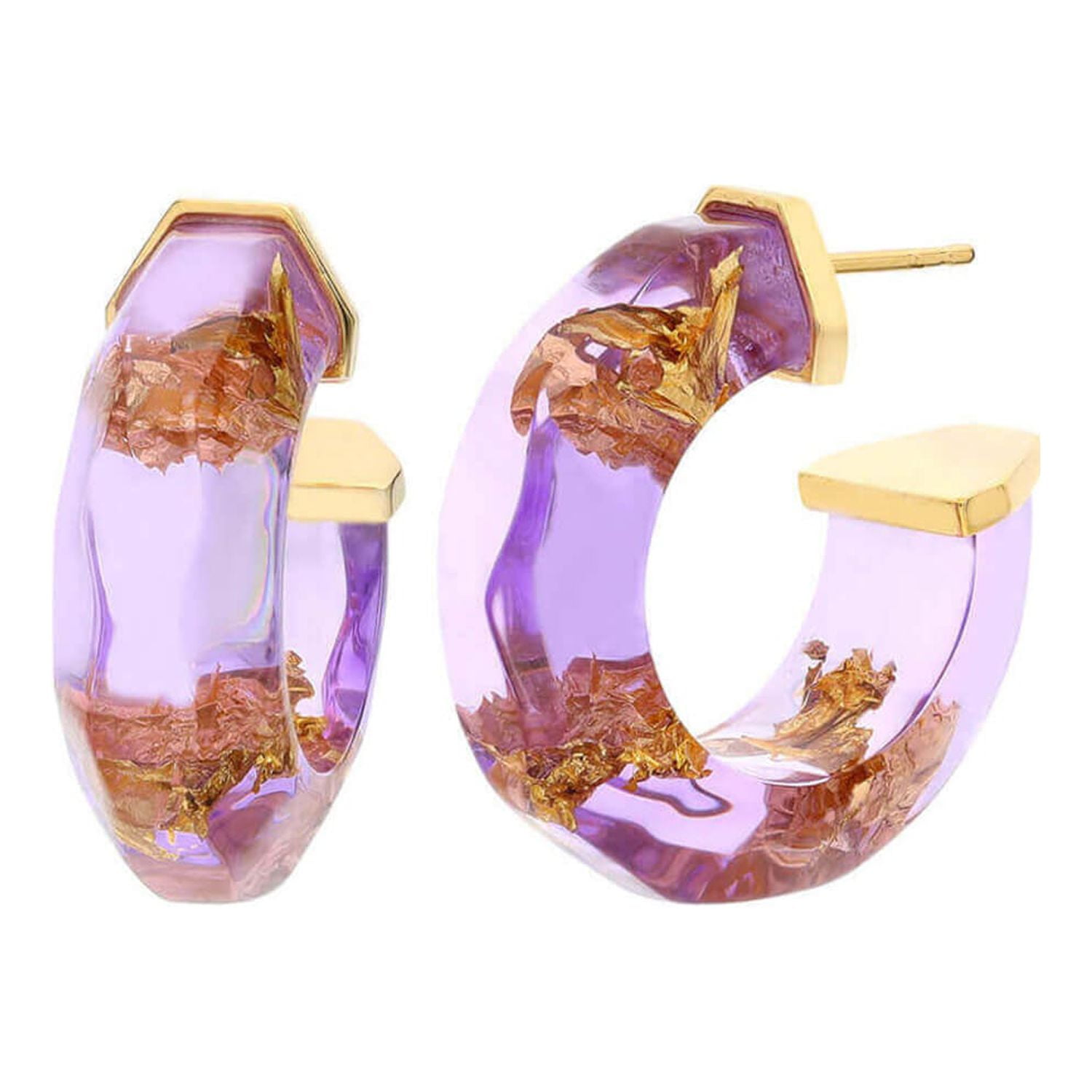 Translucent Gold Leaf Faceted Lucite Huggies - Walmart.com