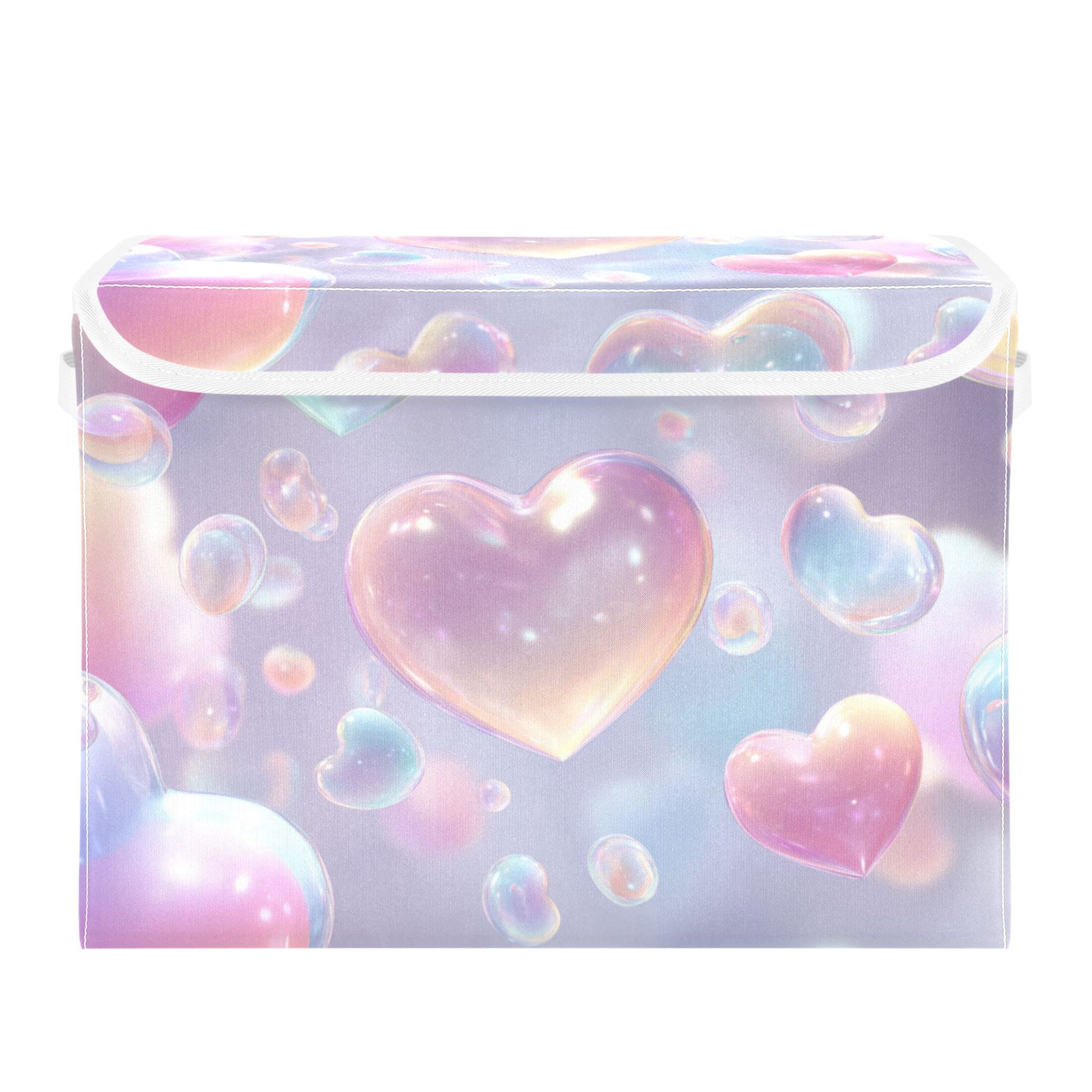 Translucent Heart Shape Valentine Foldable Storage Bins with Lids ...