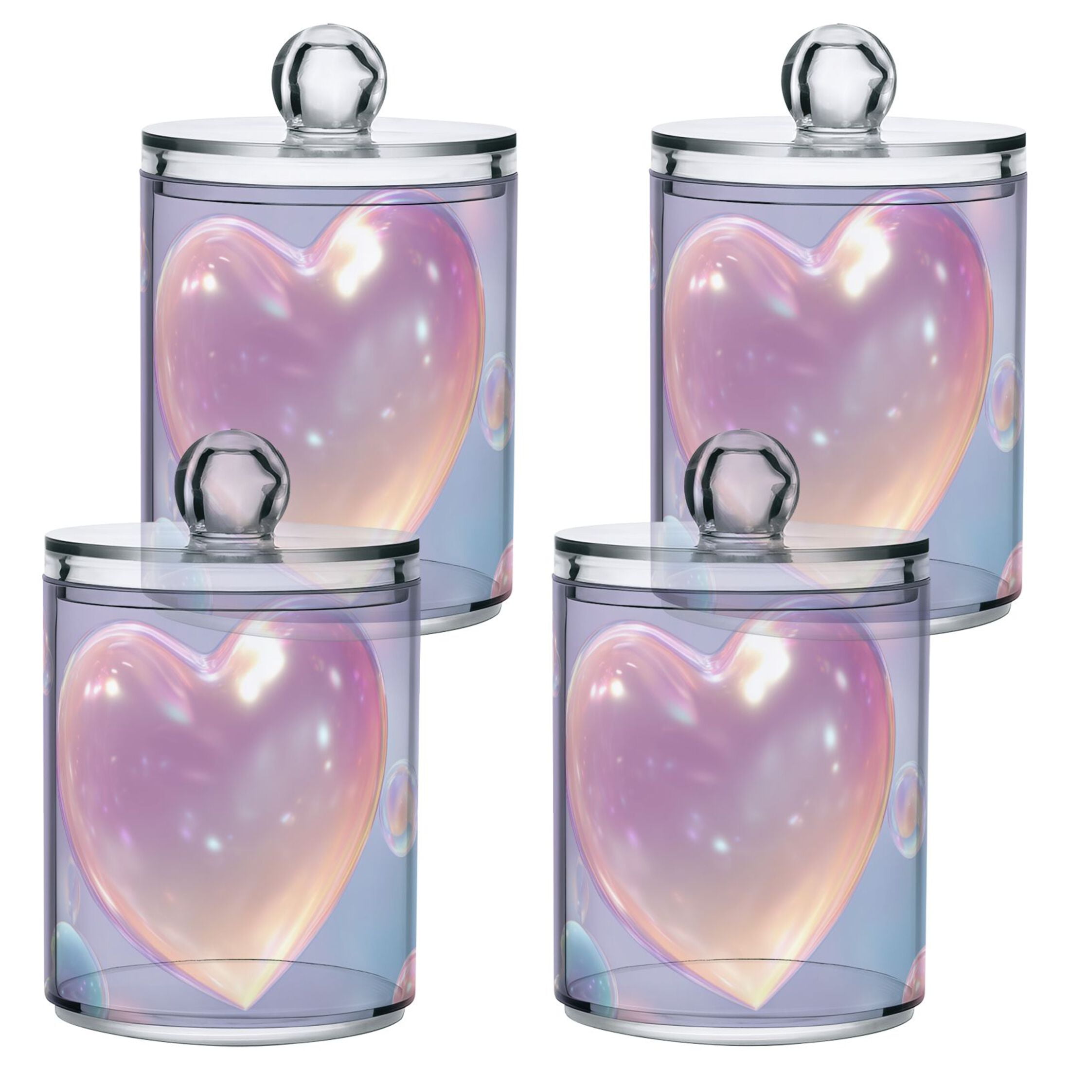 Translucent Heart Shape Valentine Translucent Plastic Cans Storage ...