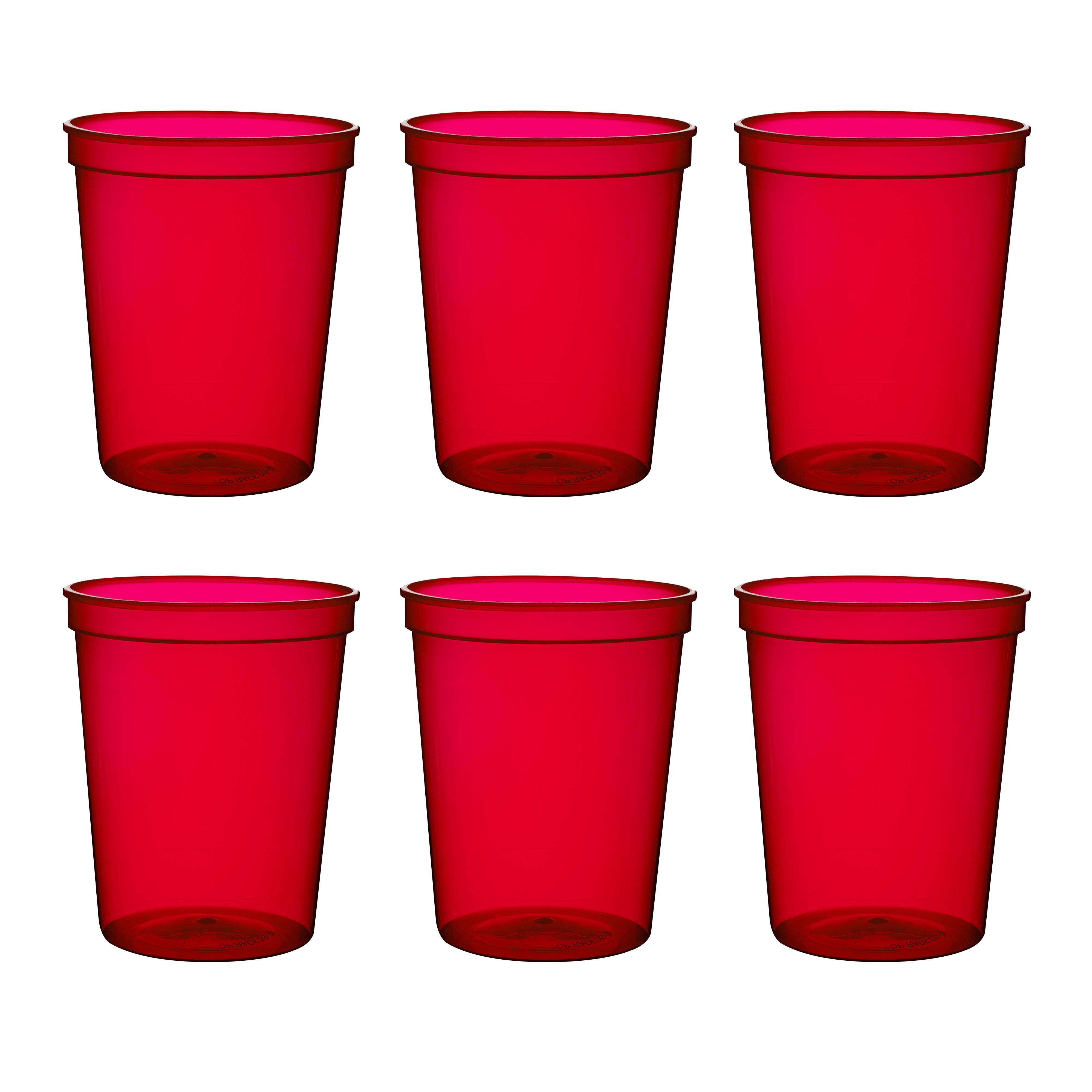 Translucent Plastic Cups 16 oz. Set of 6, Bulk Pack - Reusable, Perfect ...