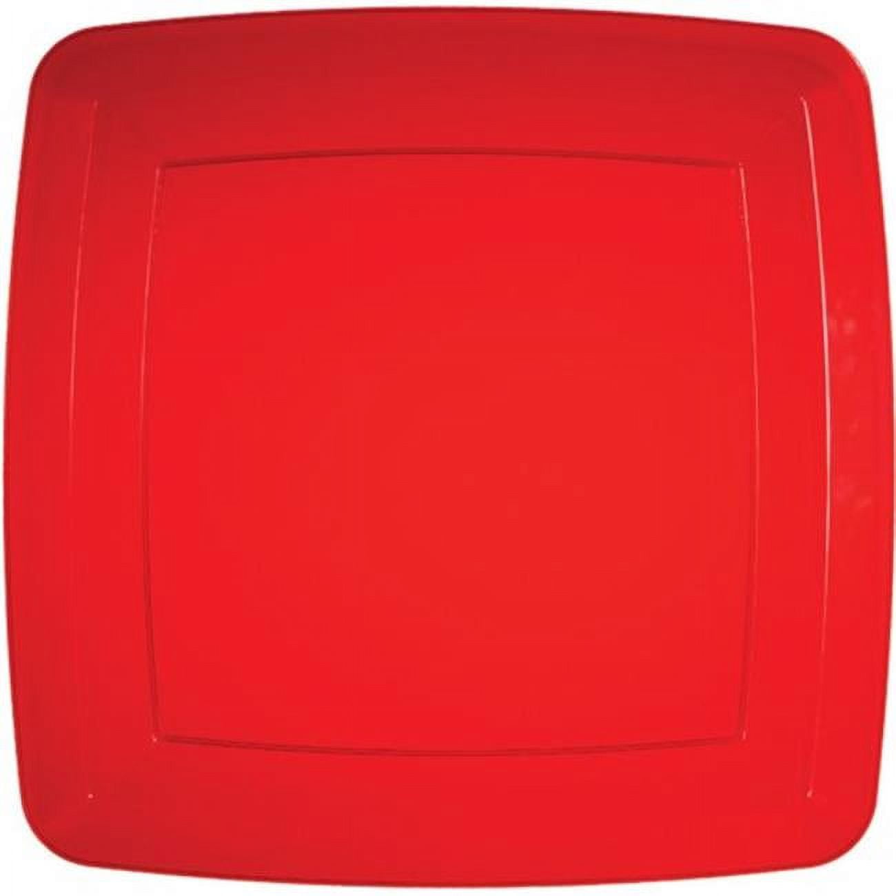 Translucent Red Square Plastic Banquet Plates 8 Count for 8 Guests ...