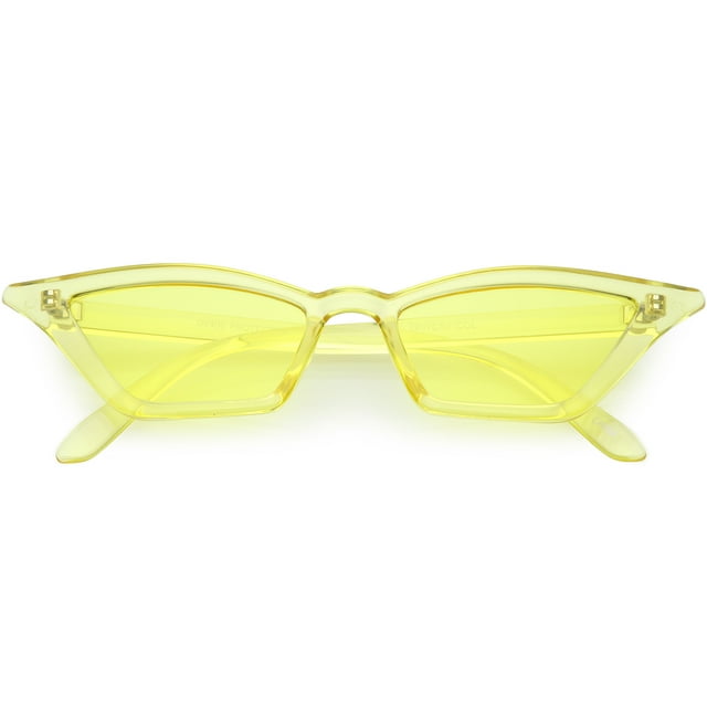 Translucent Retro Cat Eye Sunglasses For Women Color Tinted Lens 50mm Yellow