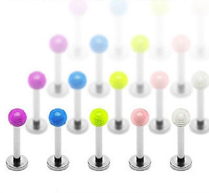 Translucent/See Through Lip Ring Flat Back 16G (1.2mm) Acrylic (Blue ...