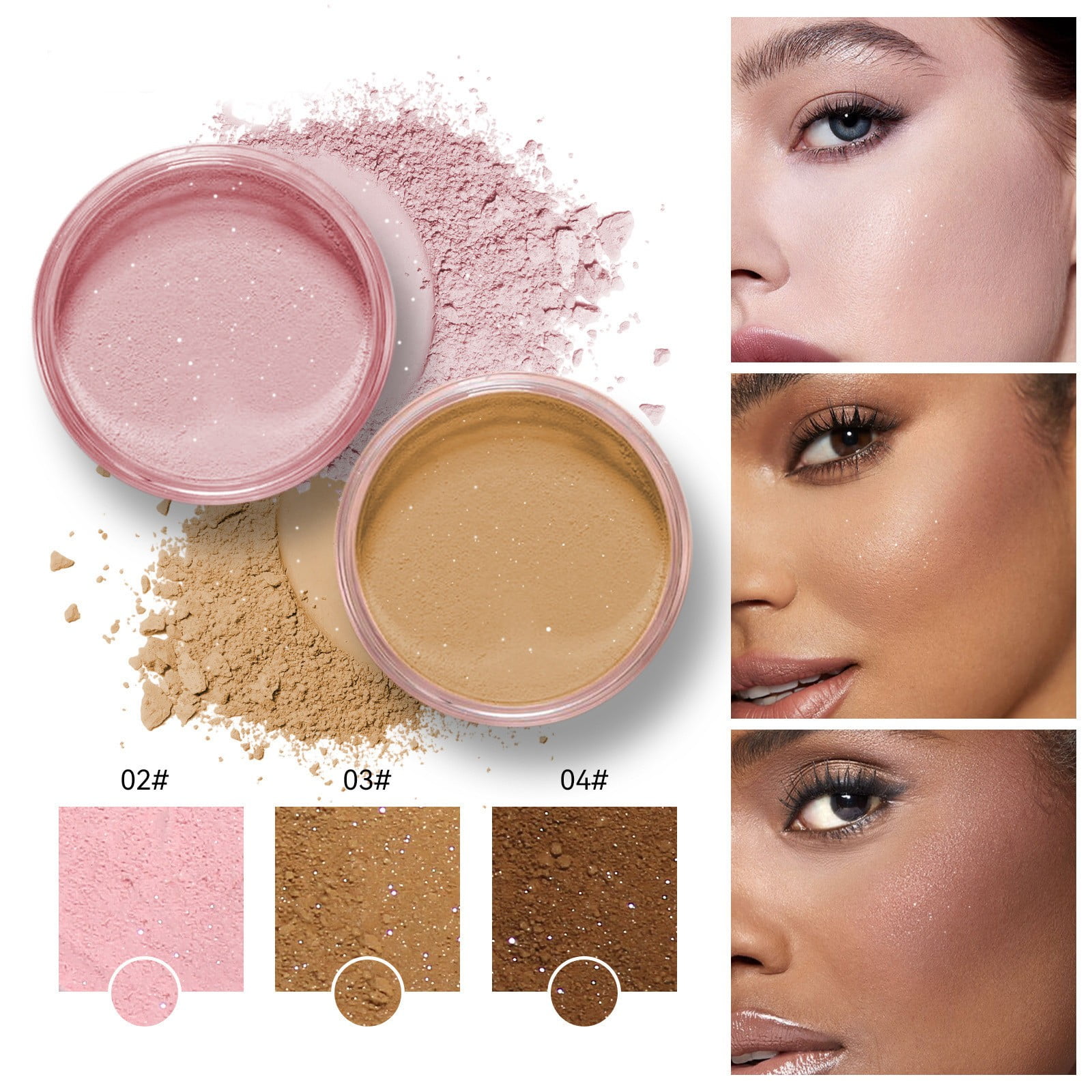 Translucent Setting Powder, Oil Control Tone-up Face Powder, Lightweight Breathable Formula ...
