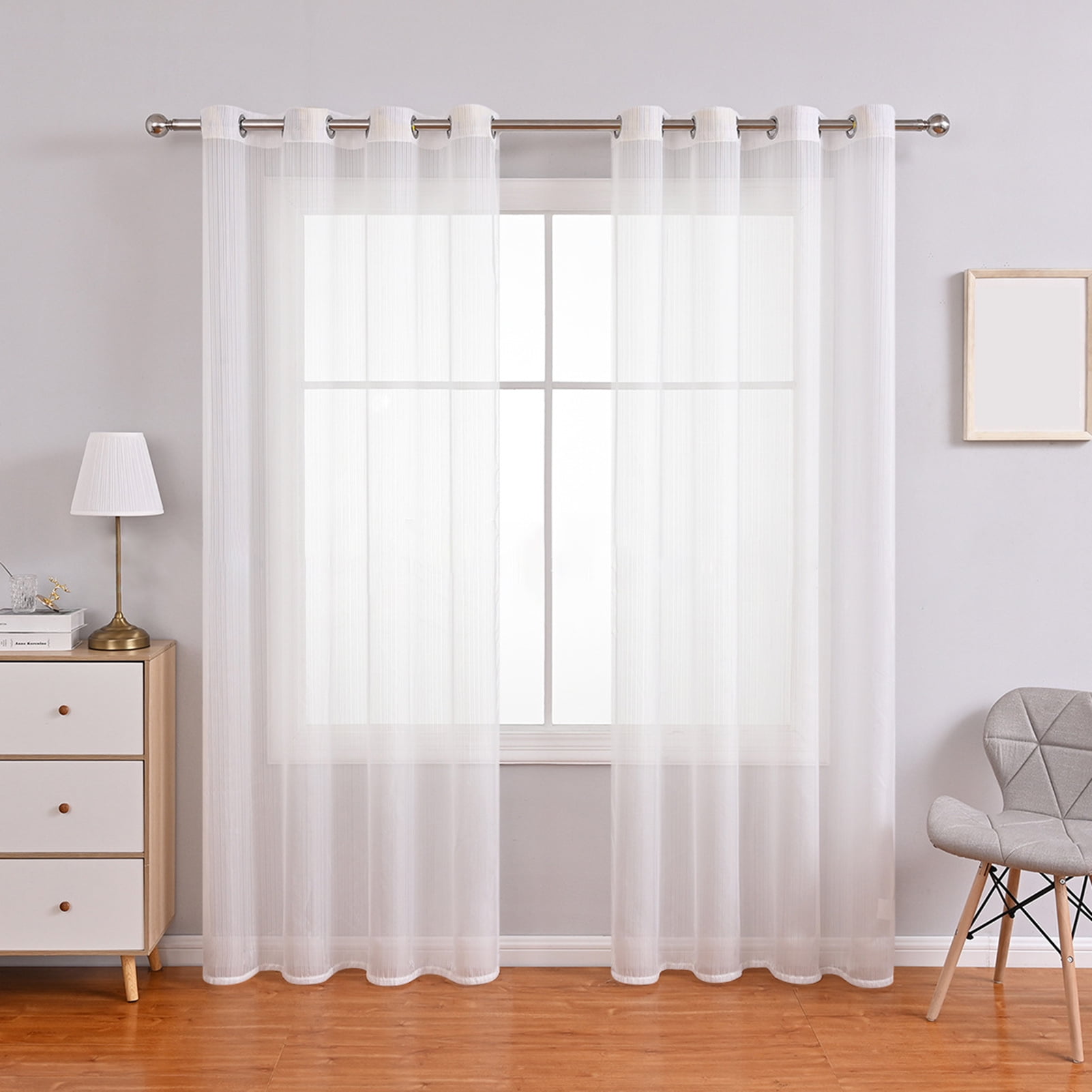 Translucent Solid White Window Curtain - Modern Style Yarn Curtain for ...