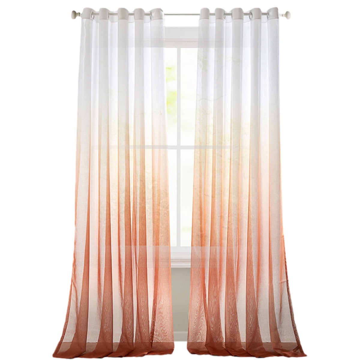 Translucent curtain panel linen gradient rayon blend fabric curtain ...