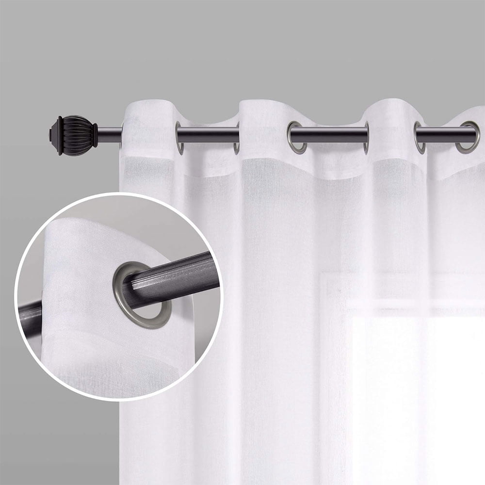 Translucent curtain panel linen gradient rayon blend fabric curtain ...