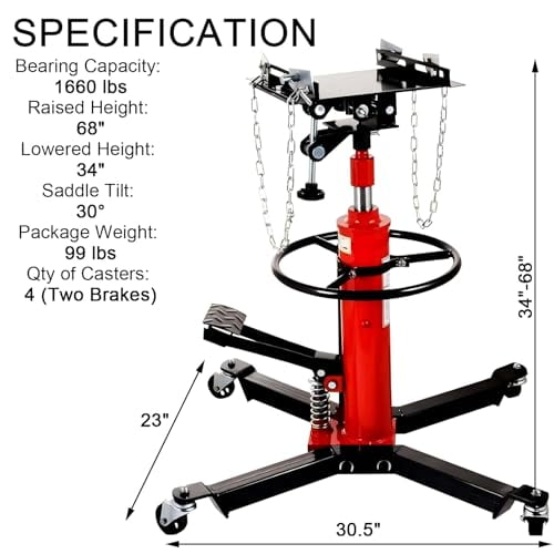 Transmission Jack 1660 lbs/ 0.75 Ton Capacity Hydraulic Telescopic ...